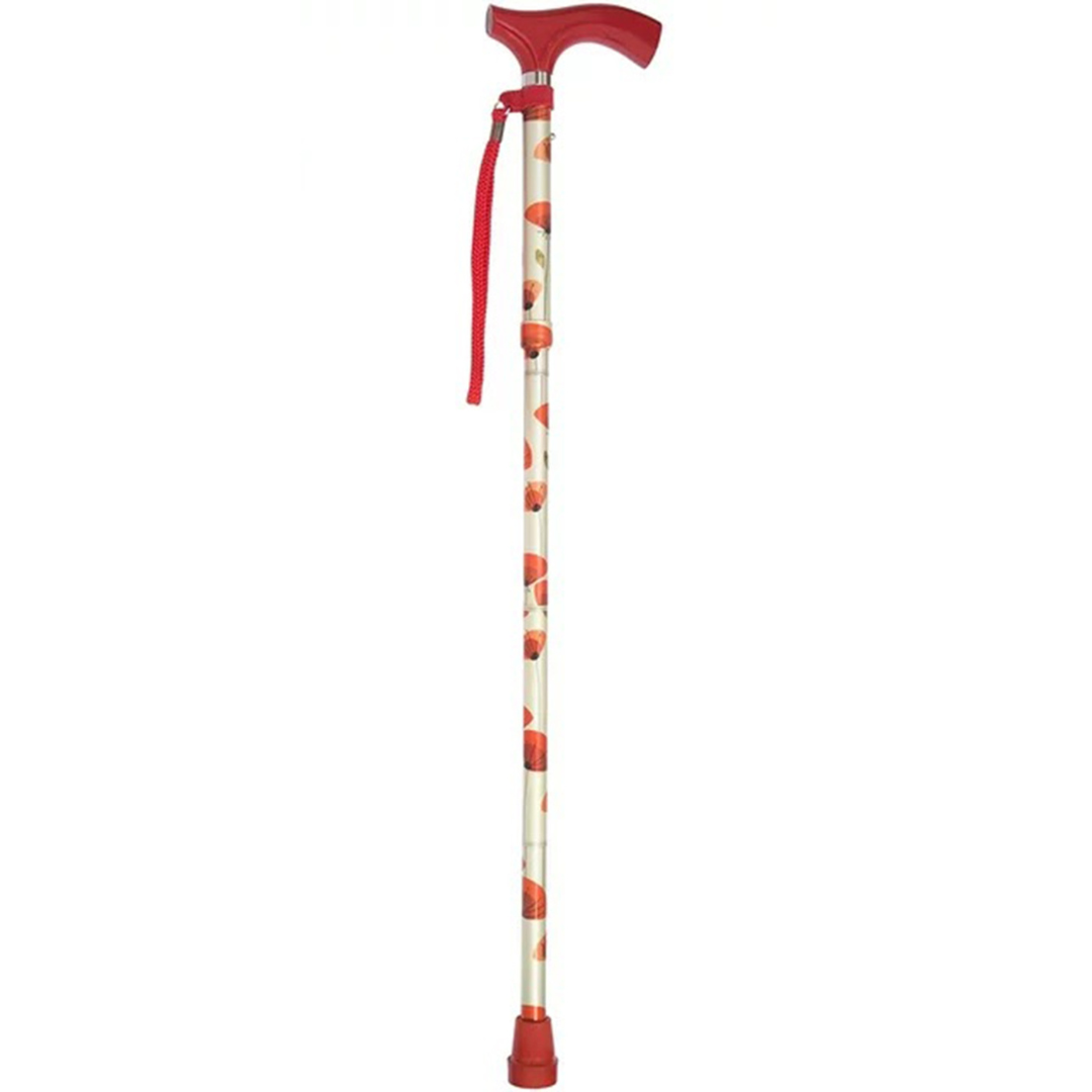 Folding Cane Switch Sticks® Aluminum 32 to 37 Inch Height Poppies Print ...