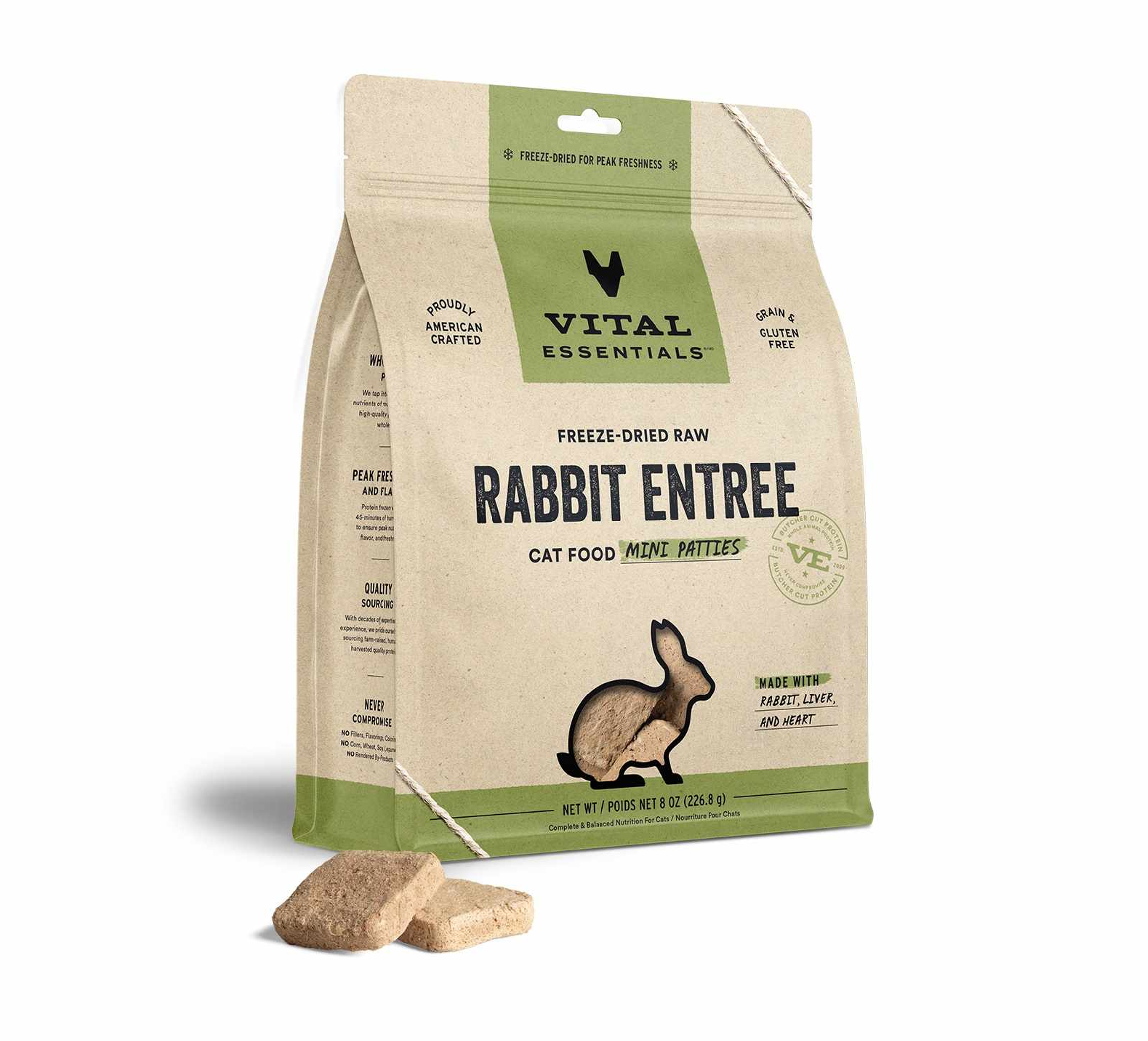 Vital Essentials(R) Freeze-Dried Raw Rabbit Entree Cat Food Mini Patti ...