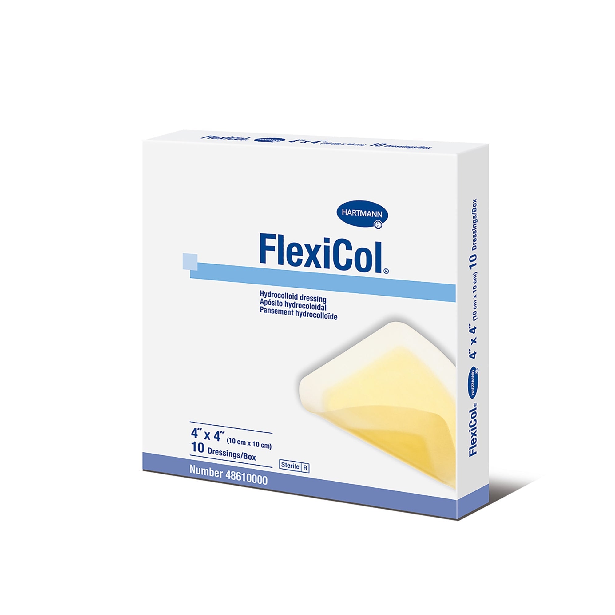 Hydrocolloid Dressing FlexiCol Without Backing 4 X 4 Inch Square Hydro ...
