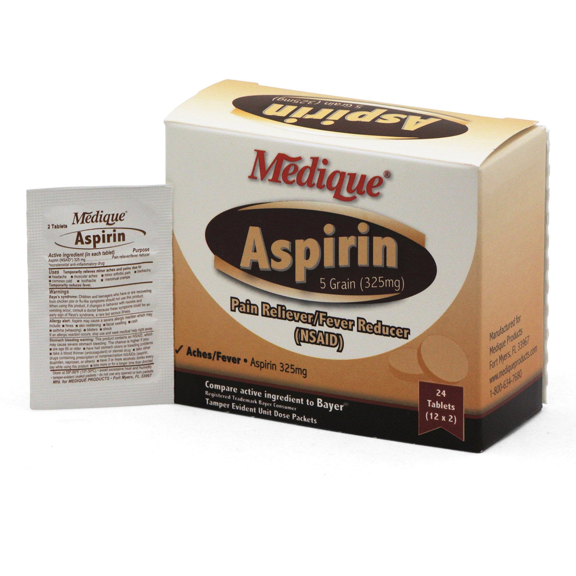 Pain Relief 325 mg Strength Aspirin Tablet 24 per Box, Packaging Type ...
