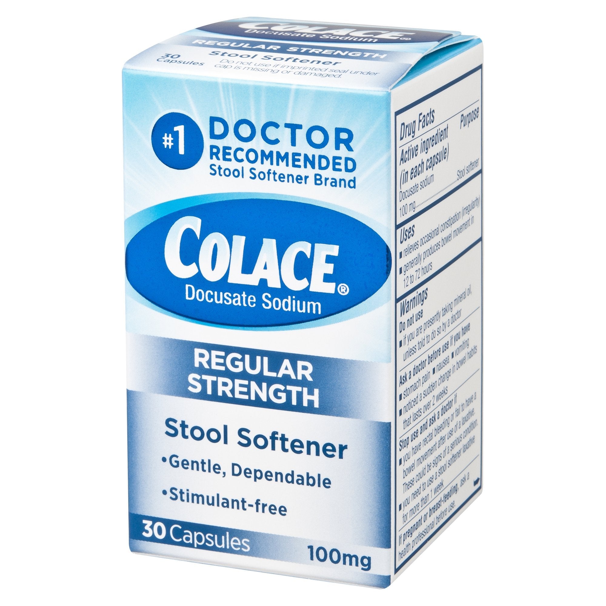 Stool Softener Colace Capsule 30 per Box 100 mg Strength Docusate Sodi ...