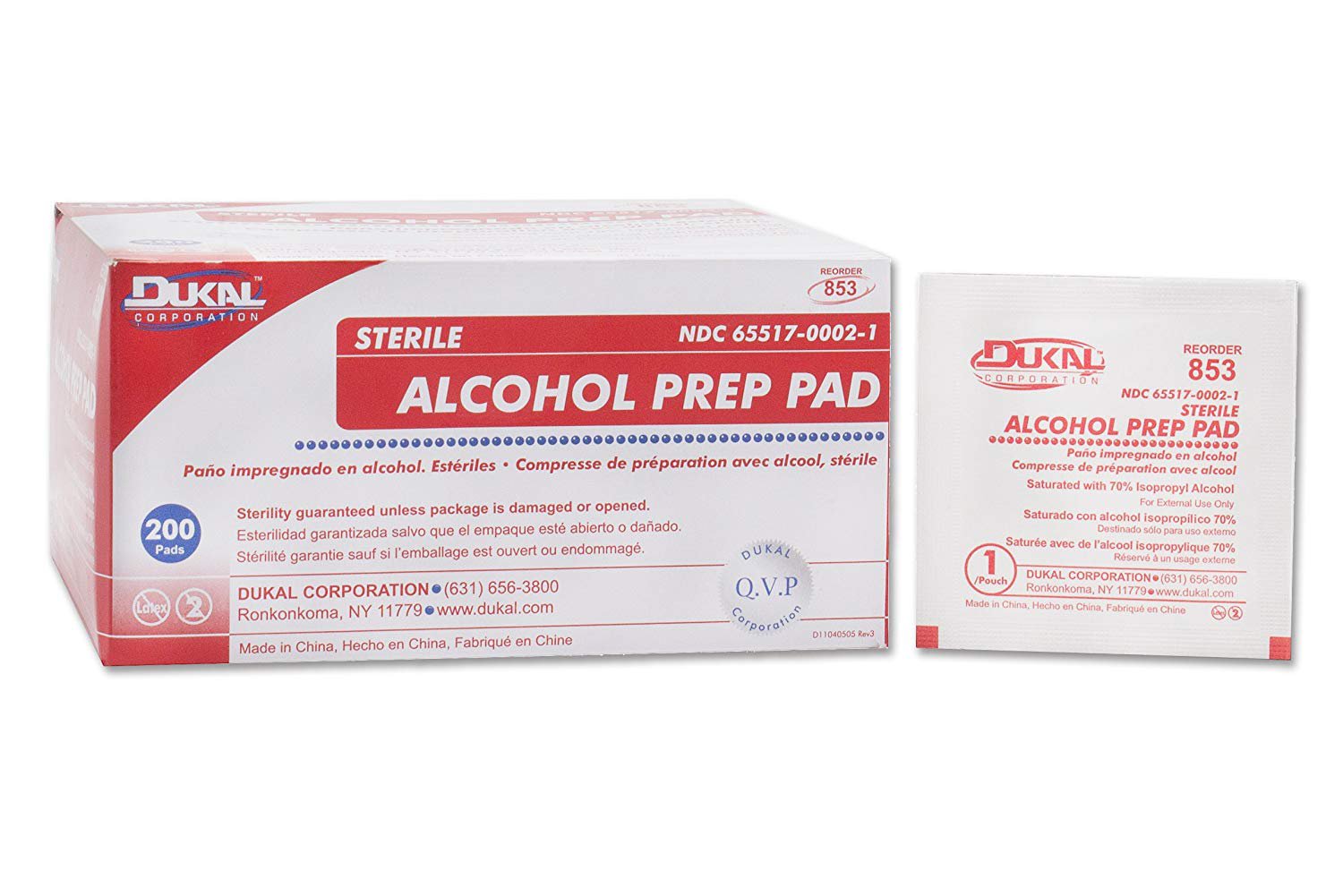 Alcohol Prep Pad Dukal 70% Strength Isopropyl Alcohol Individual Packet ...