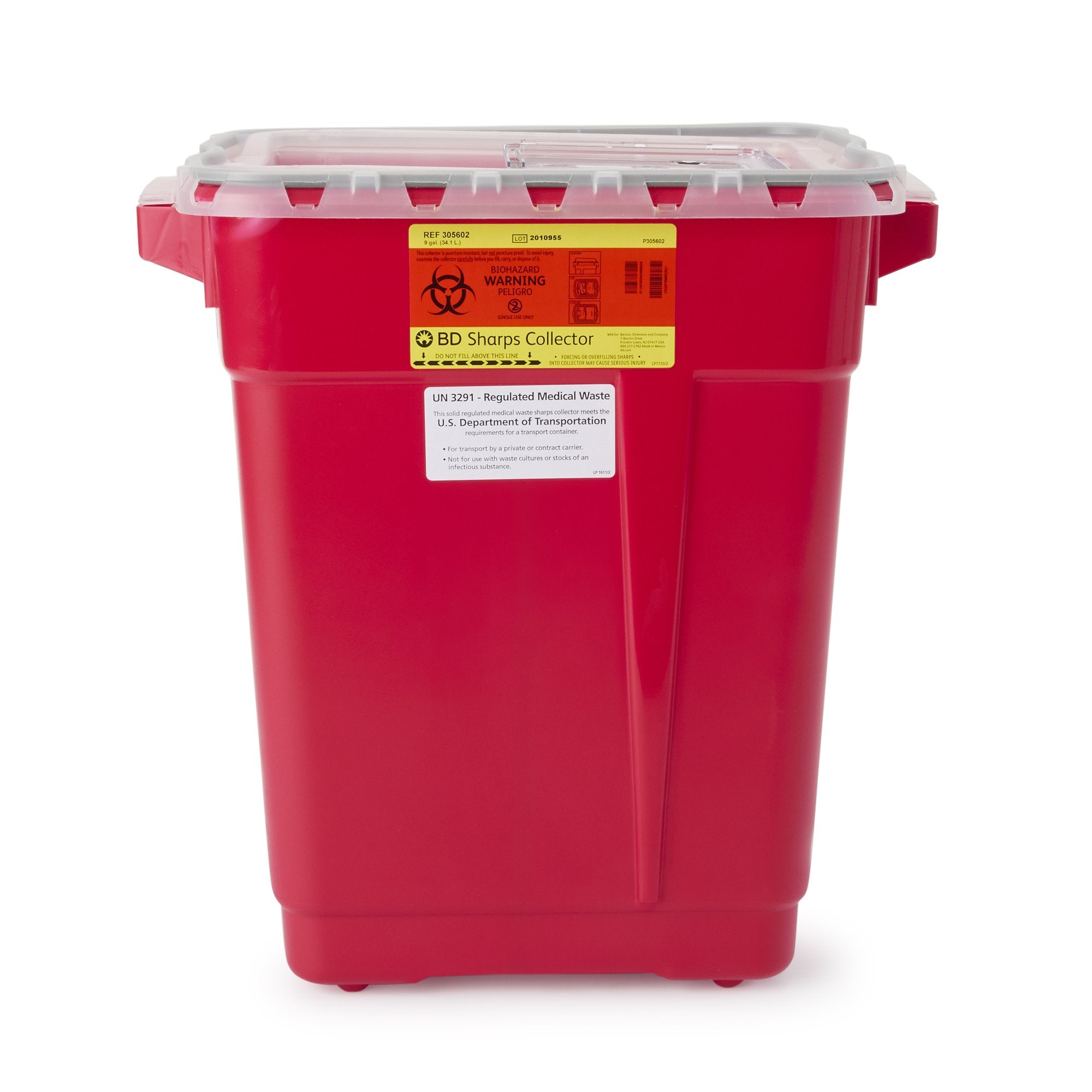 Sharps Container BD Red Base 18-1/2 X 17-3/4 X 11-3/4 Inch Vertical En ...