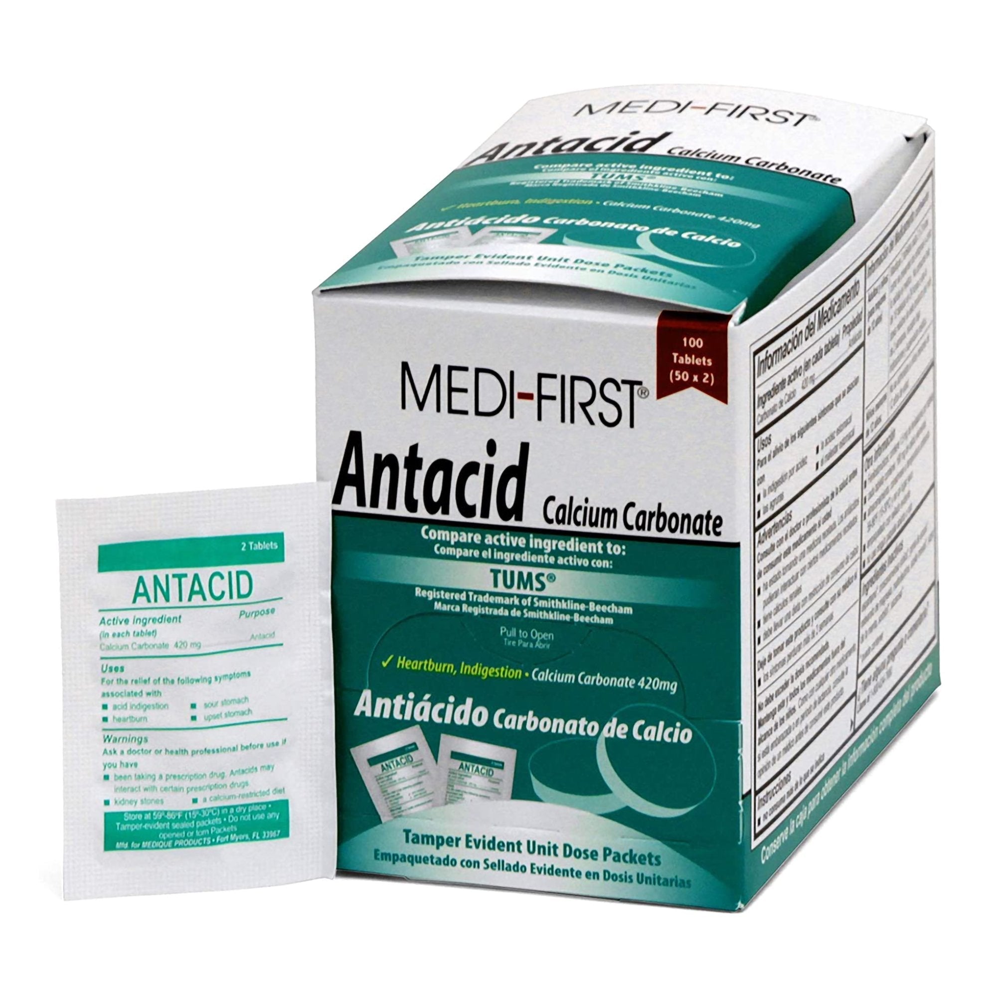 Antacid Medi-First 420 mg Strength Chewable Tablet 100 per Box ...
