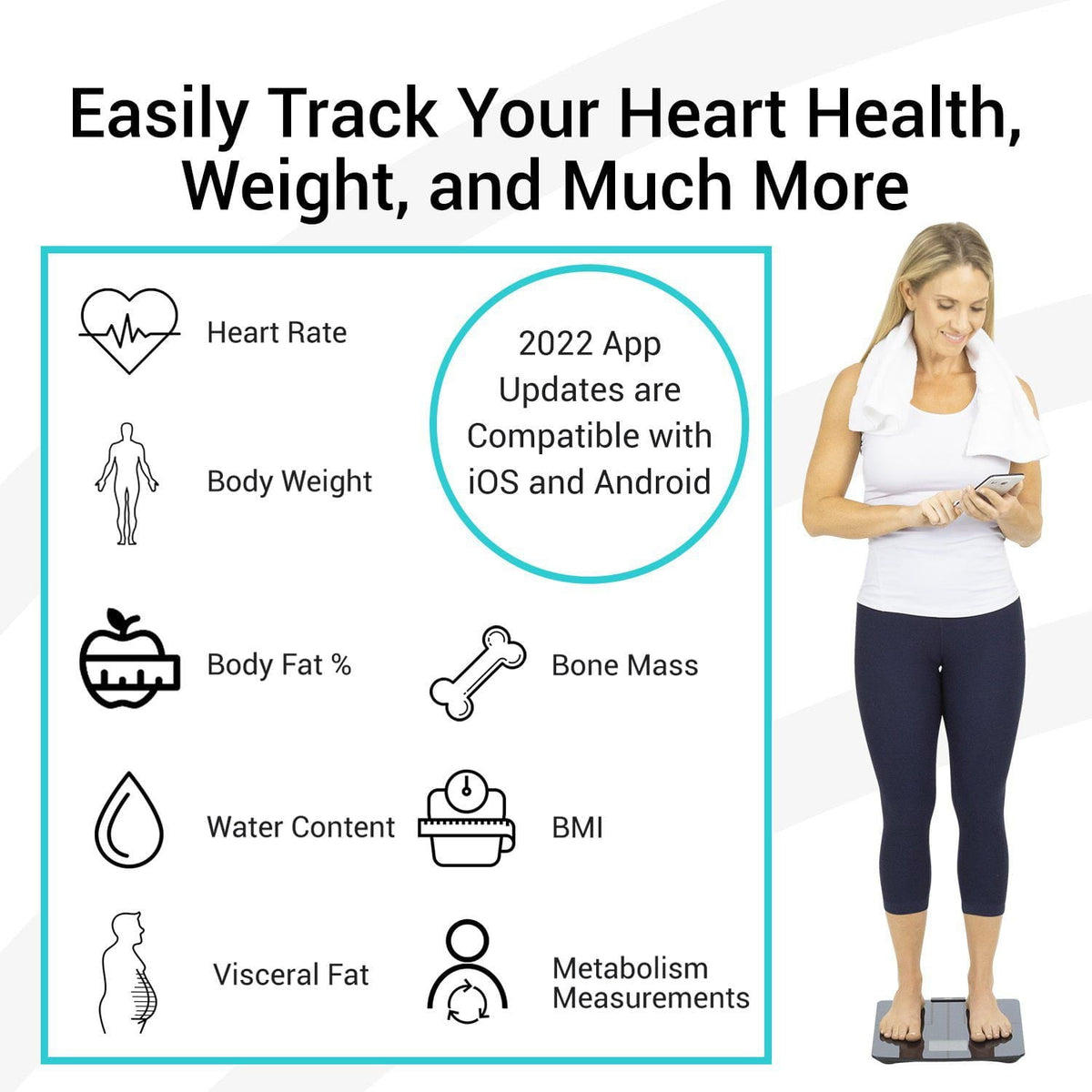Vive Precision Digital Heart Rate Scale Compatible with Smart Devices ...